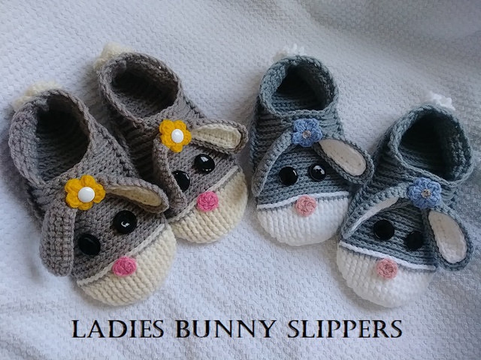 Ladies Bunny Slippers Crochet PATTERN Only, Easter, Rabbits, Easter ...