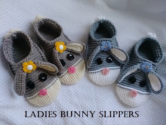Ladies Bunny Slippers Crochet Pattern | Etsy