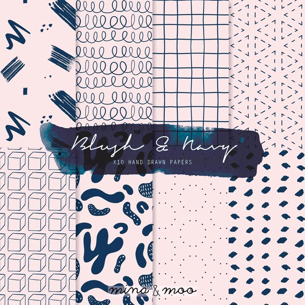 Geometric Wallpaper Navy - Etsy