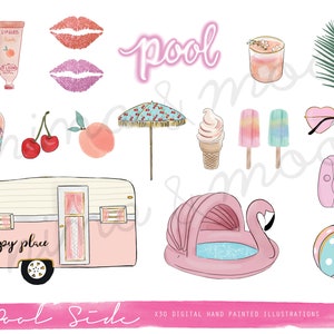 Pool Party Clip Art Summer Clipart Beach Girl Clipart Vacation - Etsy