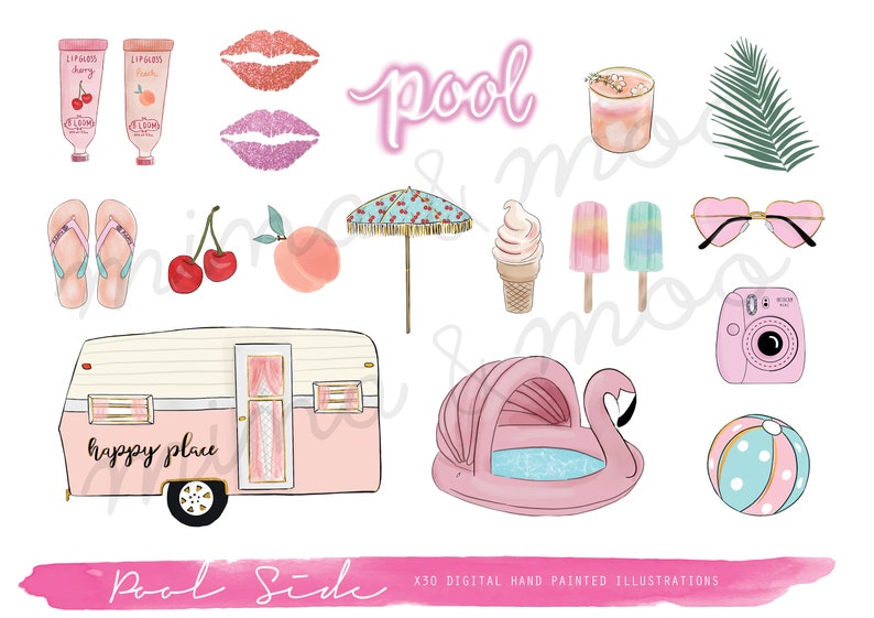 Pool Party Clip Art Summer Clipart Beach Girl Clipart Vacation - Etsy