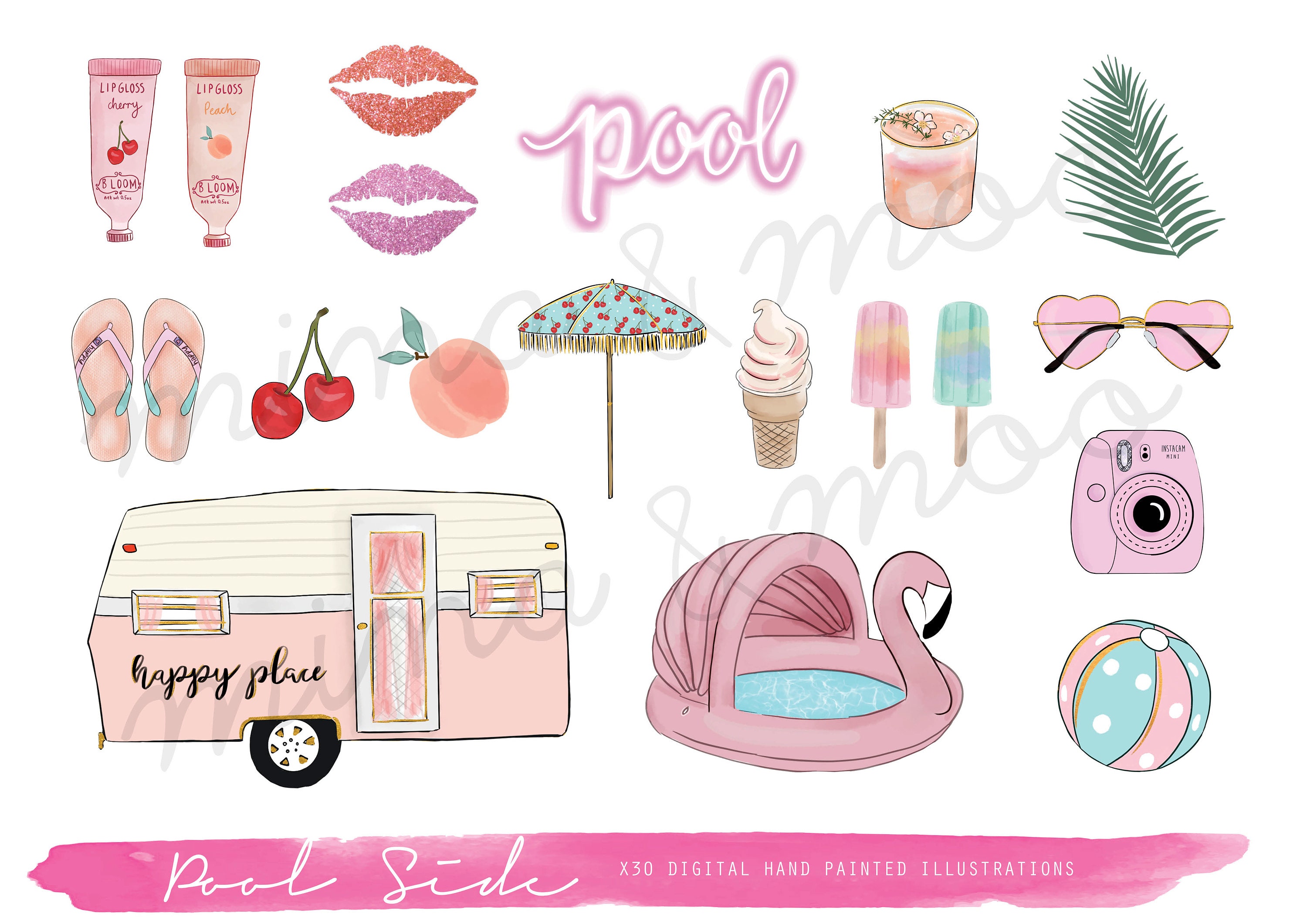 Pool Party Clip Art Summer Clipart Beach Girl Clipart Vacation - Etsy