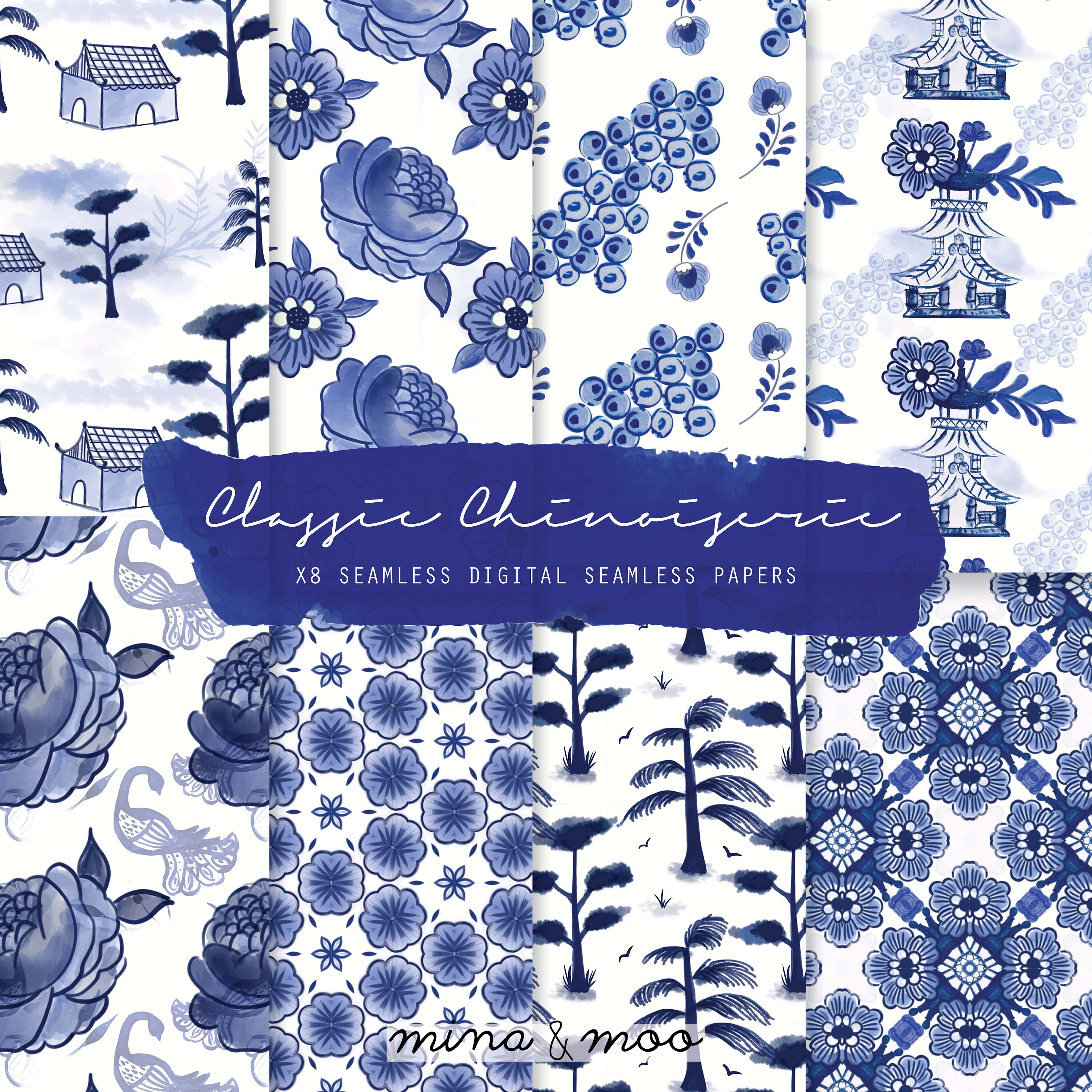 Chinoiserie Digital Paper Chinoiserie Wallpaper Hand Painted - Etsy ...