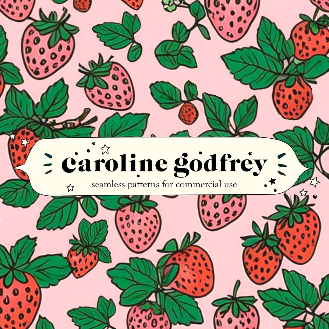 Retro Strawberry Seamless Pattern, Strawberry Doodle Digital Paper ...