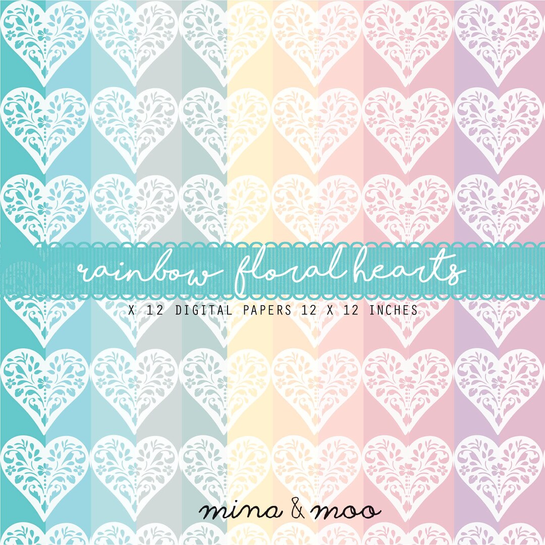 Heart DIY Paper Rainbow Pastel Paper Pastel Seamless Digital - Etsy