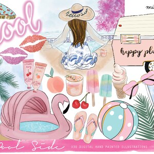 Pool Party Clip Art Summer Clipart Beach Girl Clipart Vacation - Etsy