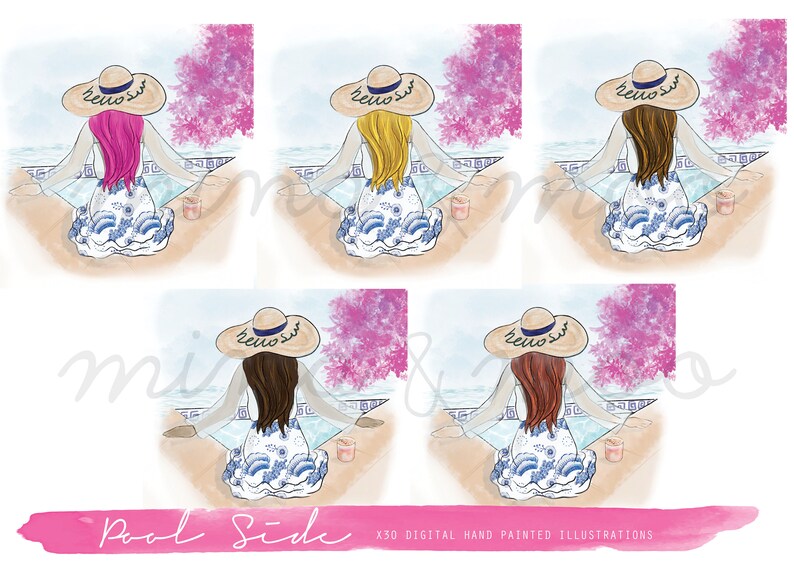 Pool Party Clip Art Summer Clipart Beach Girl Clipart Vacation - Etsy