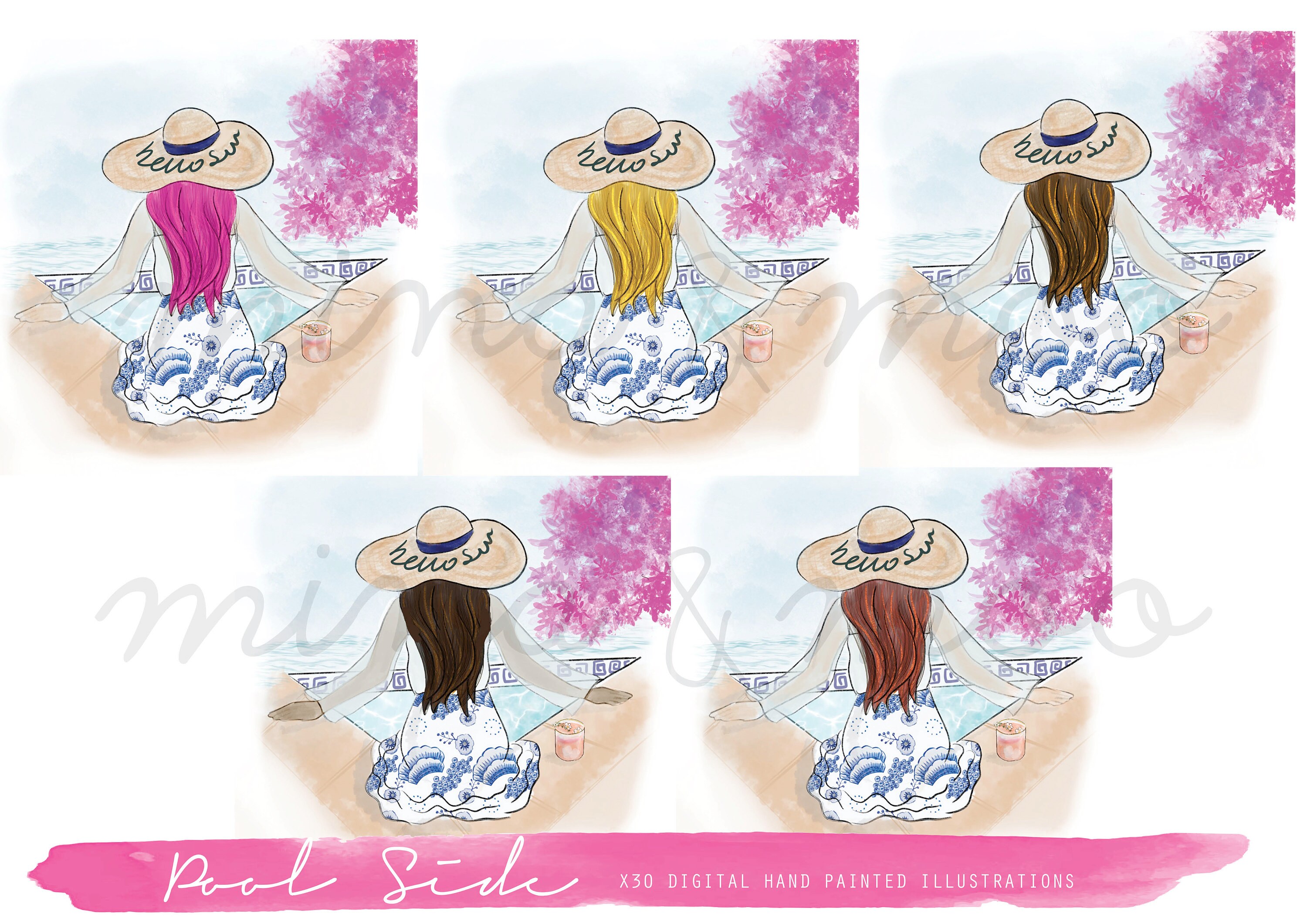 Pool Party Clip Art Summer Clipart Beach Girl Clipart Vacation - Etsy