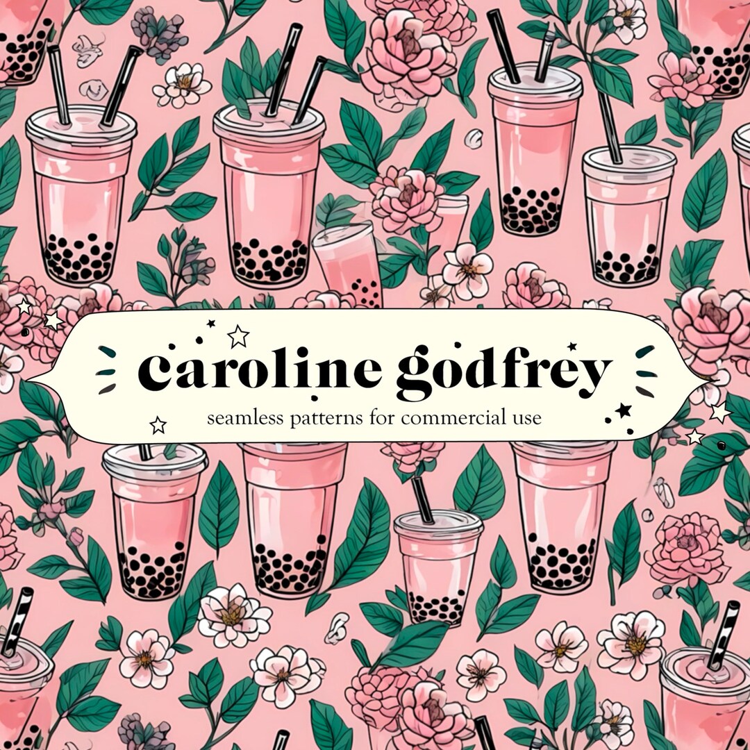 Pink Bubble Tea Watercolour Pattern, Bubble Tea Wallpaper, Painted ...