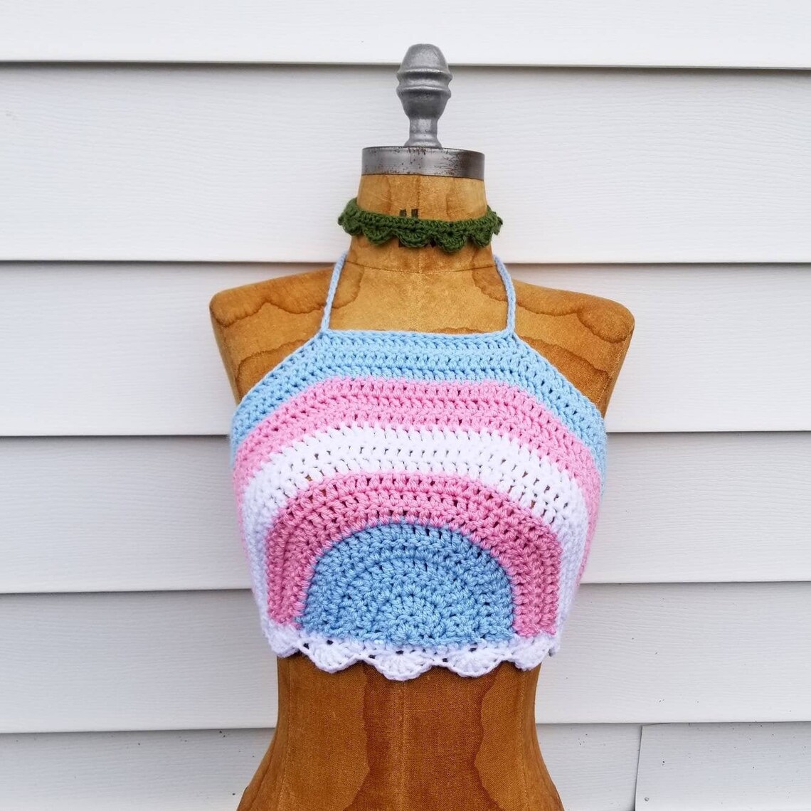 Crochet Trans Pride Rainbow Halter Top / Boho Hippie Festival - Etsy