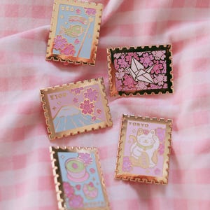 Lucky Cat Maneki Neko Enamel Pin Japanese Cherry Blossom Sakura Glitter ...