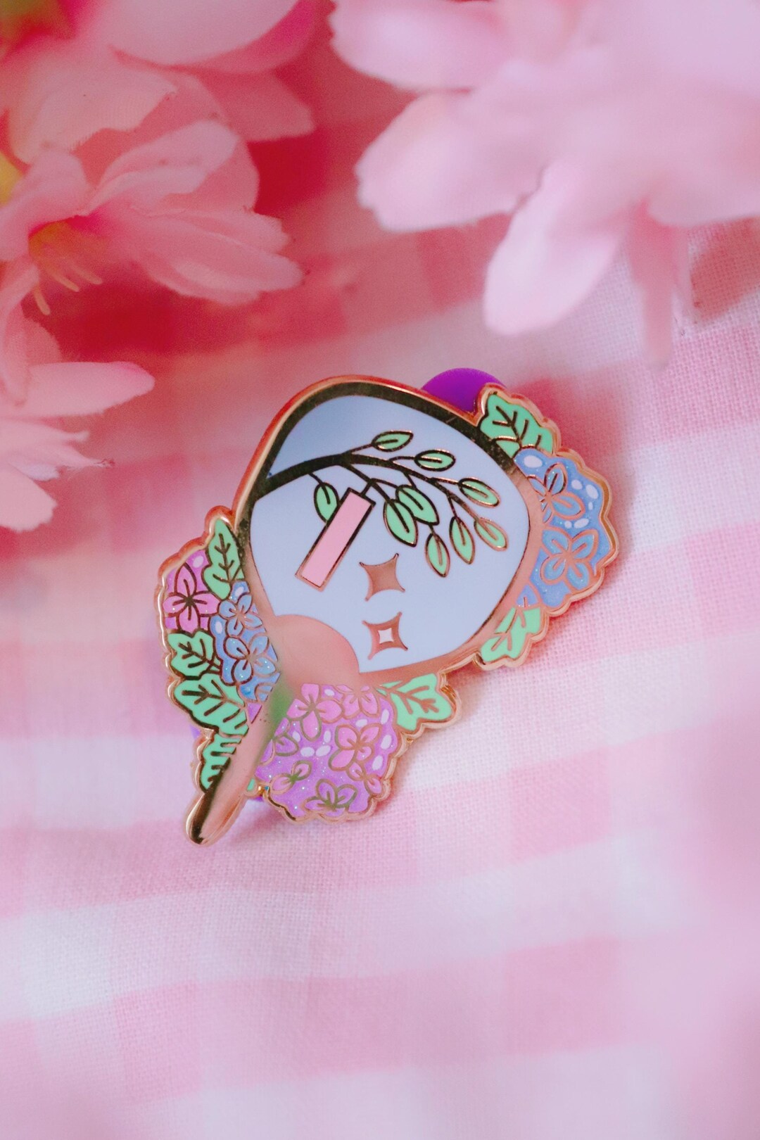 Japanese Fan Enamel Pin Hydrangea Tanabata Japan Design Aesthetic ...