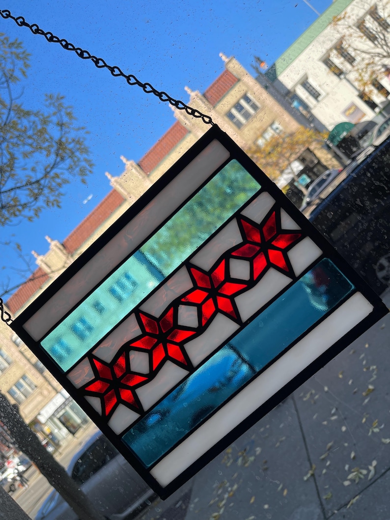 Stained Glass Chicago Flag - Etsy