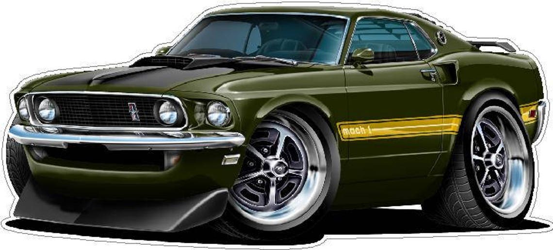 Classic Car 1969 Mustang Mach 1 Magnum Wheels Wall Decal Car | Etsy