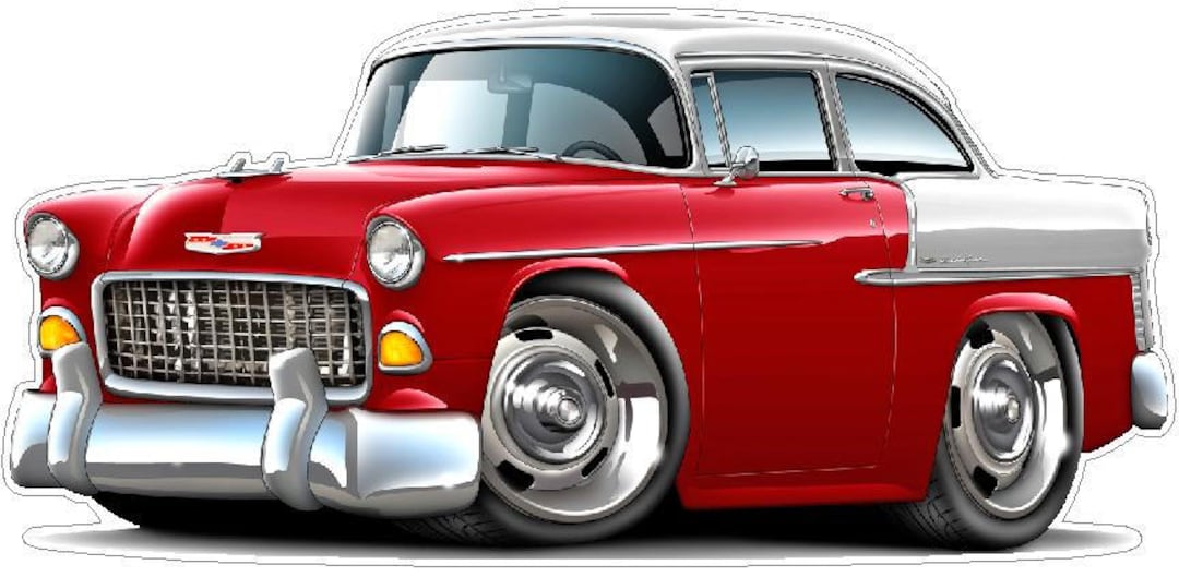 1955 Chevy Belair Cartoon Car Wall Decal: Vintage Garage Decor - Etsy