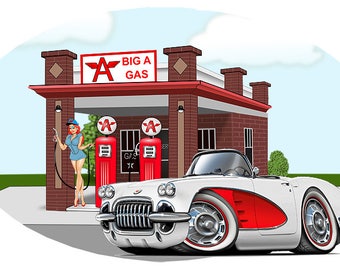 1957 Chevy Gas Station Wall Decal Vinyl Decal Classic Car | Etsy