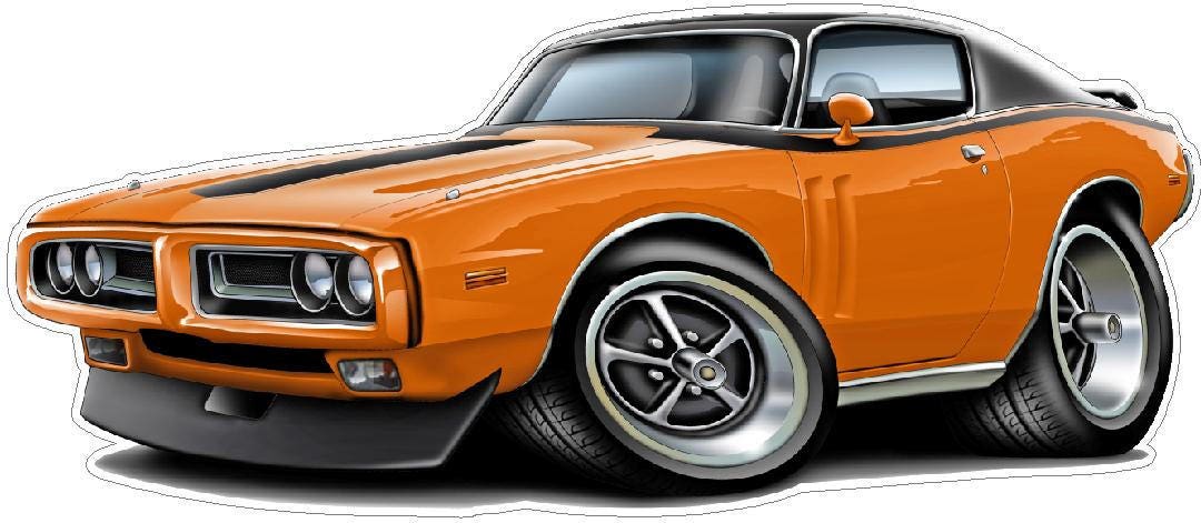 Classic Car 1971-72 Charger Wall Decal, Vintage Car Decals, Classic Car ...