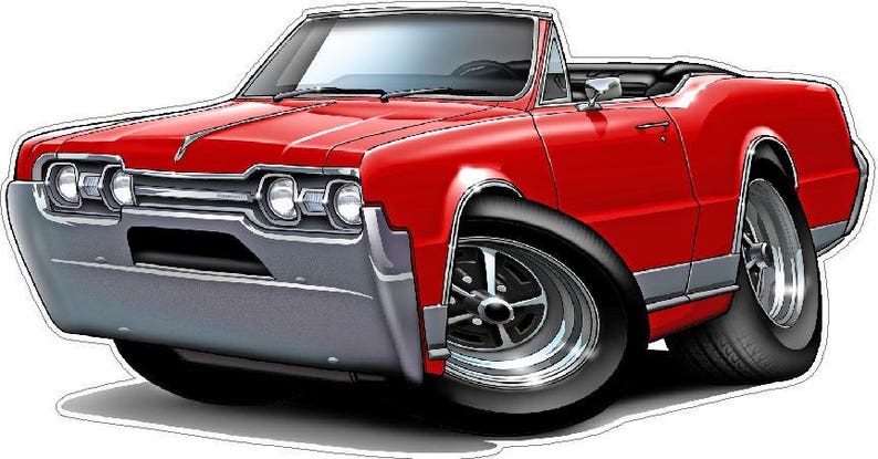 Classic Car Decal 1967 Olds Cutlass Old Vintage Cartoon Car | Etsy