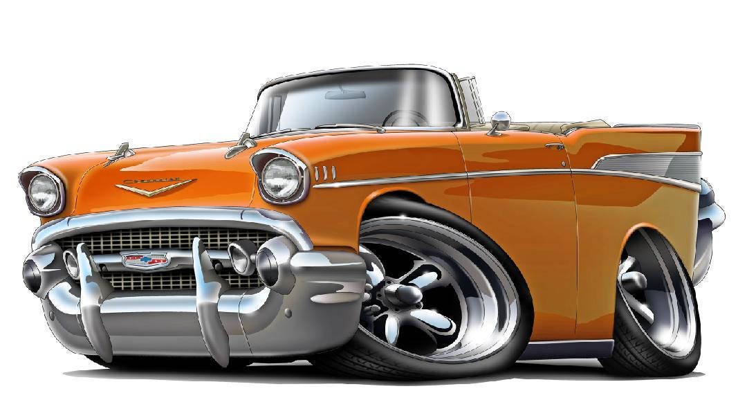 1957 Chevy Belair Cartoon Car Wall Decal: Officially Licensed Garage ...