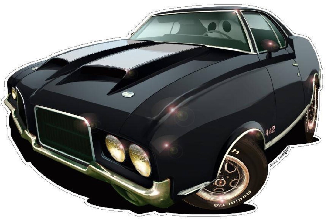 Classic Car 1971 Olds 442 Wall Decal, Vintage Car Decals, Classic Car ...