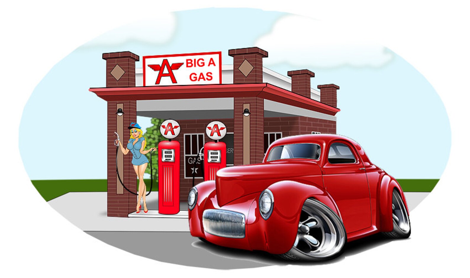 1941 Willys Gas Station Wall Decal Vinyl Decal Car Wall | Etsy