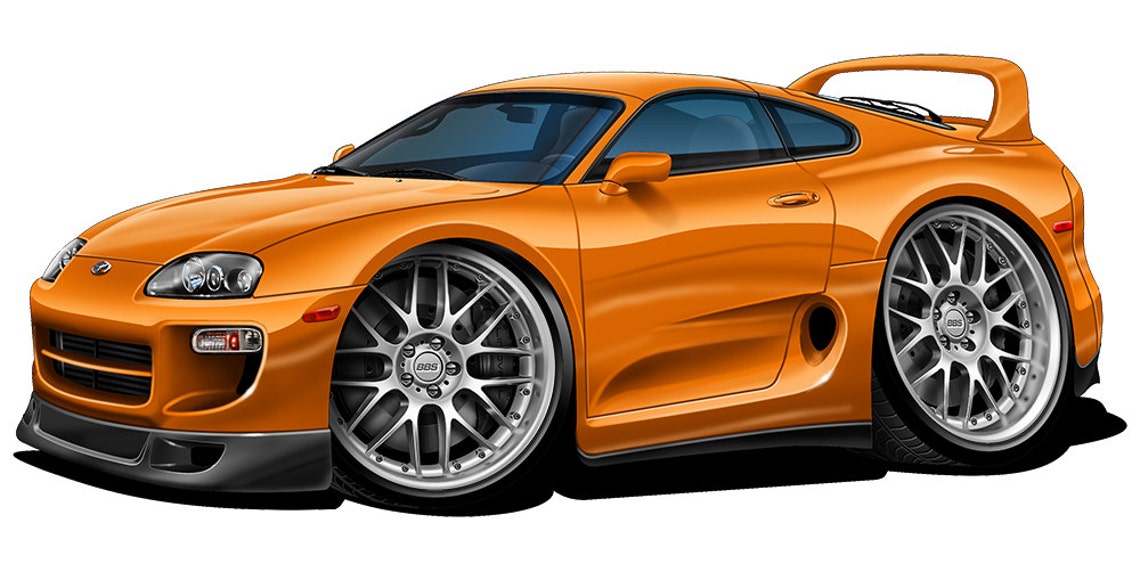 Toyota Supra Cartoon Car Vinyl Decal: Officially Licensed Wall Art - Etsy