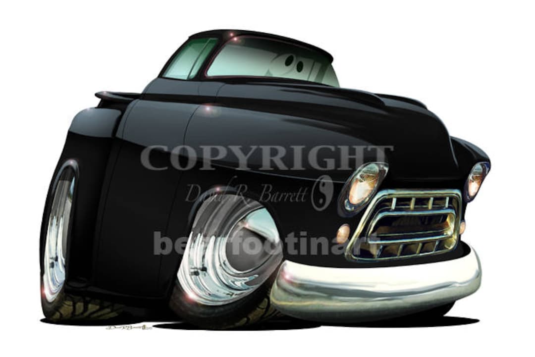 1957 Chevy Pickup Truck Wall Decal: Classic Cartoon Car Vinyl Sticker ...