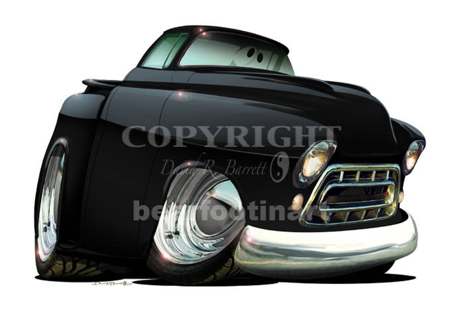 1957 Chevy Pickup Truck WALL DECAL Vintage Classic Cartoon Car - Etsy
