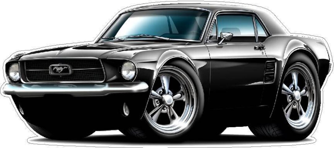 Classic Car Decal 1967 Ford Mustang Cpe - Old Vintage Cartoon Car - Hot ...