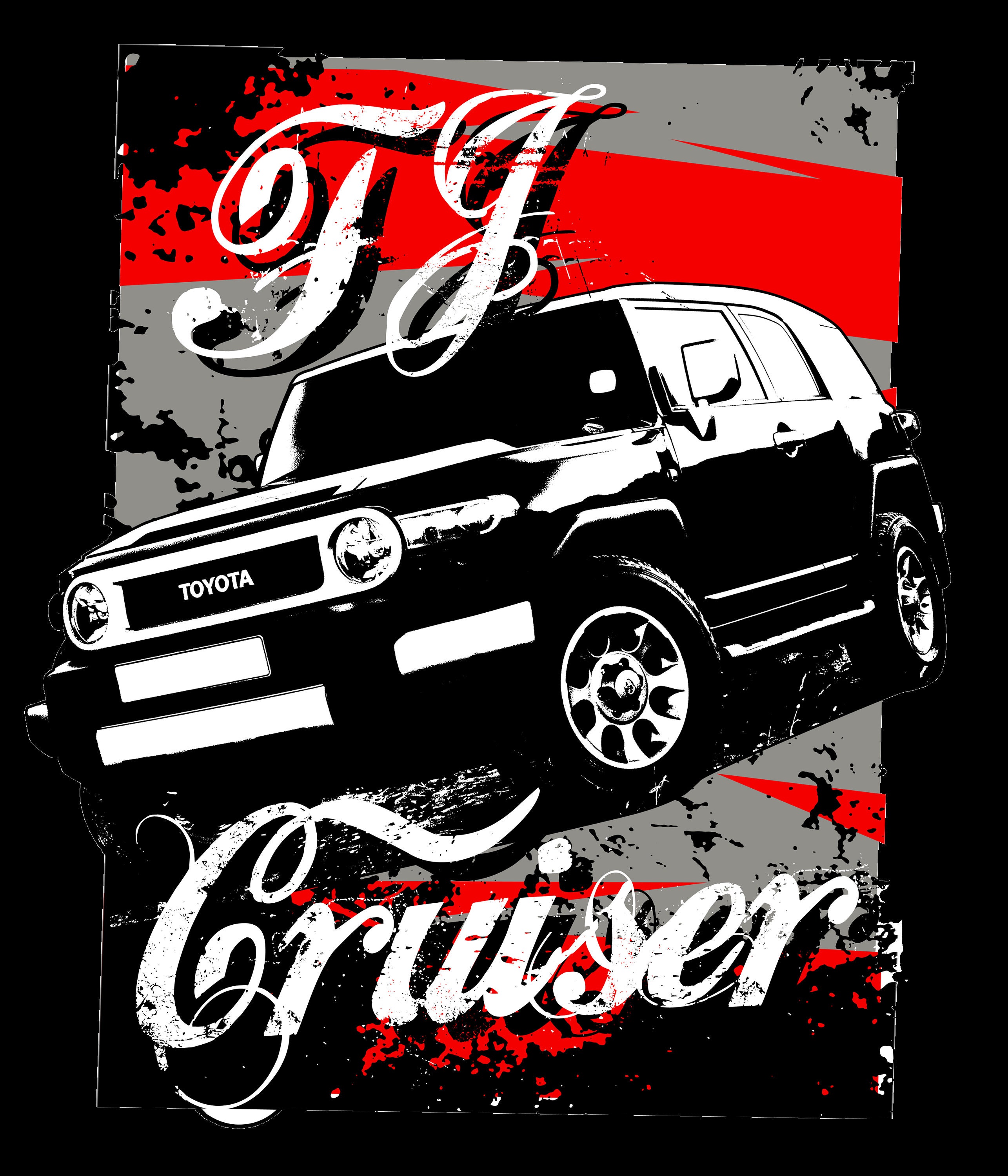 FJ Cruiser Red Retro Wall Decal 2ft-4ft Tall Vintage Sticker | Etsy