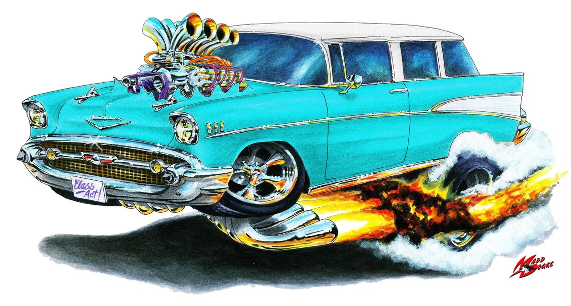 1957 Chevy Nomad WALL DECAL Vintage Classic Cartoon Car Vinyl | Etsy
