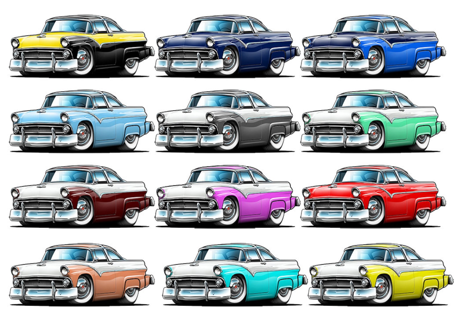 Fatcat Wall Graphics 1955 Ford Fairlane Wall Decal Graphic - Etsy