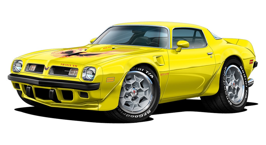 1975 Firebird Trans Am Wall Decal: Cartoon Car Art Graphic - Etsy