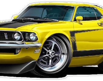Classic Car 1969 FORD Mustang Boss 429 Wall Decal Car Photo | Etsy