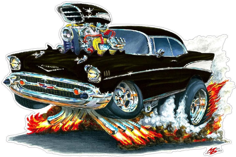 1957 Chevy FB Wall Decal: Classic Cartoon Car Vinyl Sticker - Etsy