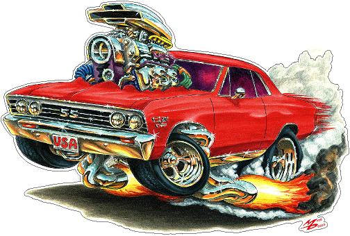1967 Chevelle Cartoon Car Wall Decal: Vintage Man Cave Decor - Etsy