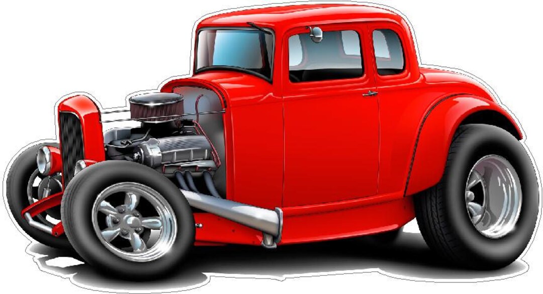 1932 Ford Hiboy Hotrod Cartoon Classic Car Vintage Vinyl Decal Wall ...