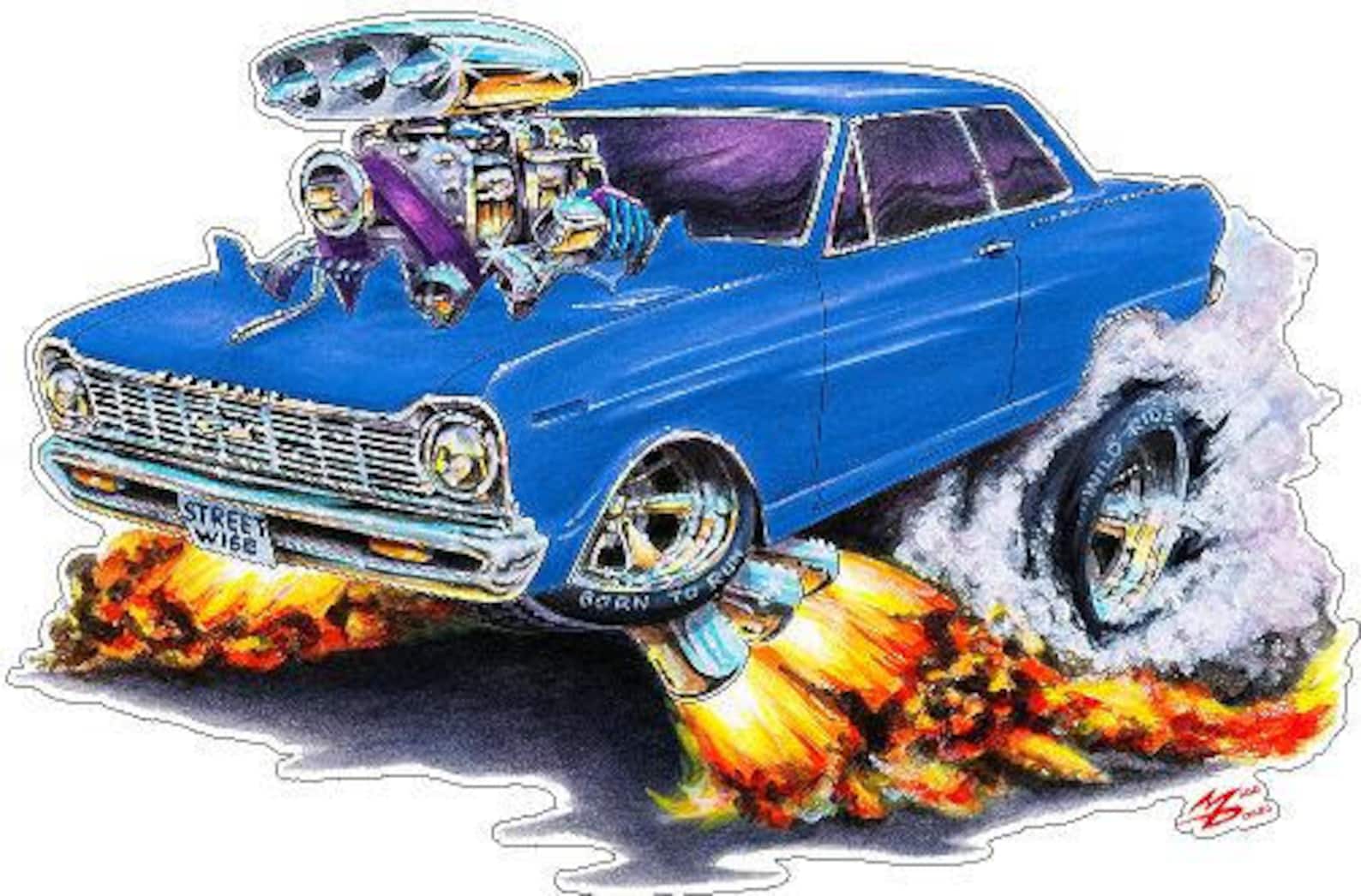 1962-65 Nova FB WALL DECAL Vintage Classic Cartoon Car Vinyl | Etsy