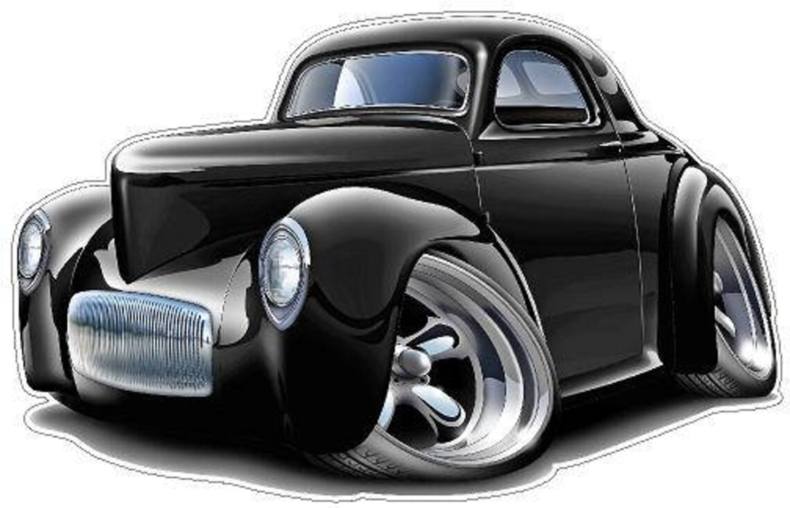 1940 Willys Car Wall Decal: Vintage Cartoon Vinyl Sticker - Etsy