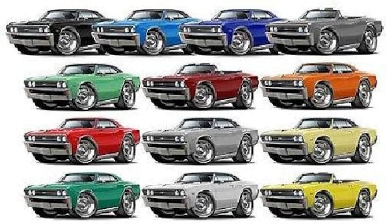 1967 Chevelle Decal: Vintage Cartoon Muscle Car Wall Art - Etsy