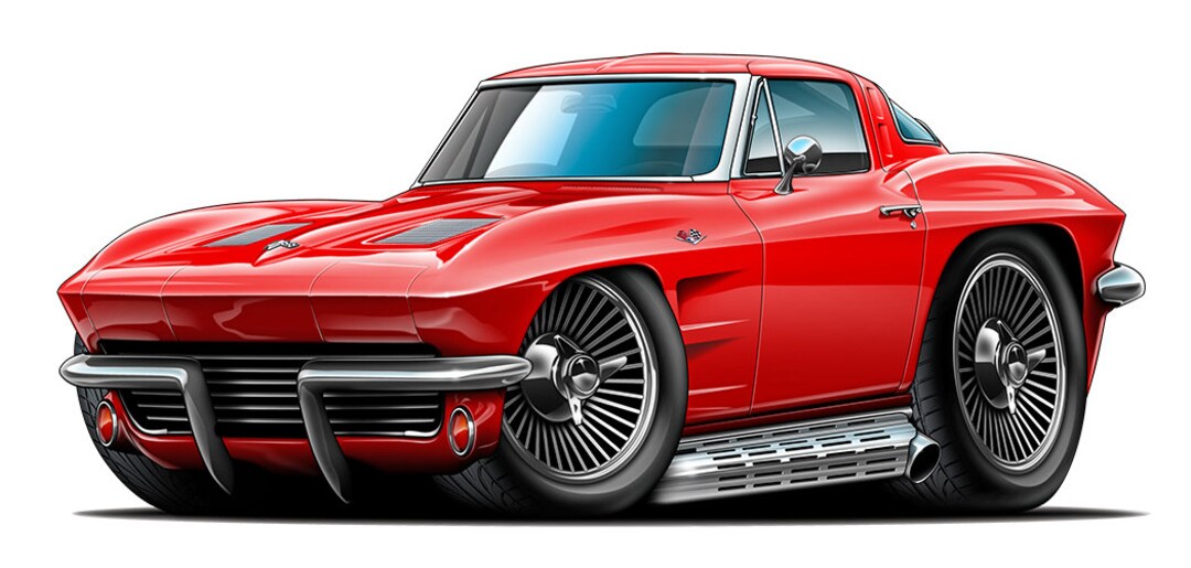 63 Corvette Split Window Cartoon Car Wall Decal - Choose Size & Color ...