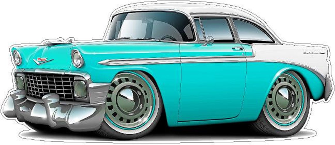 1956 Chevy Belair WALL DECAL Vintage Classic Cartoon Car Vinyl - Etsy