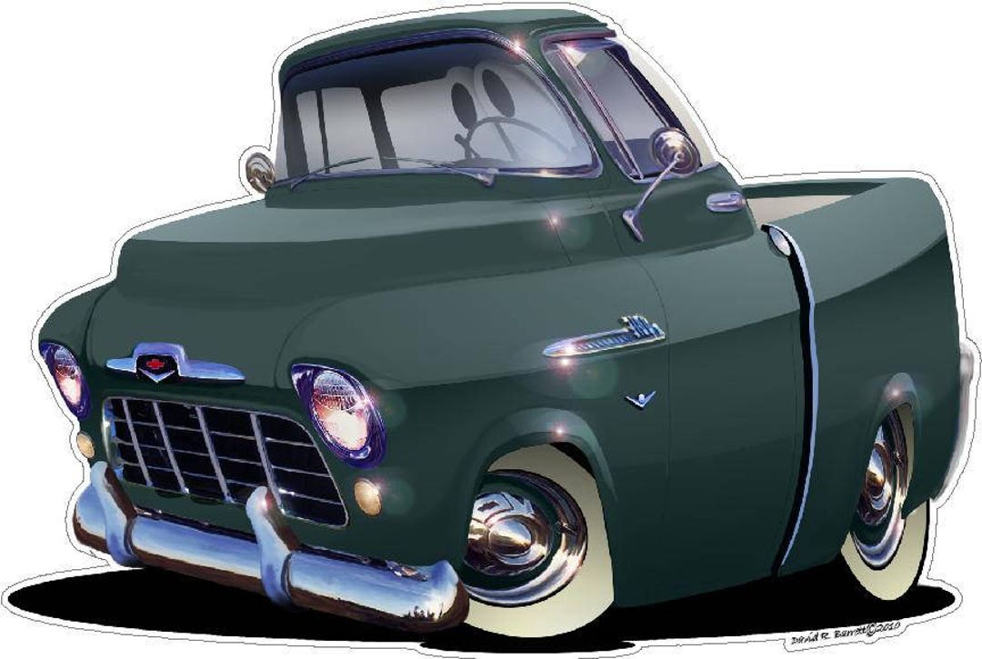 1956 Chevy Cameo WALL DECAL Vintage Classic Cartoon Car Vinyl Sticker ...