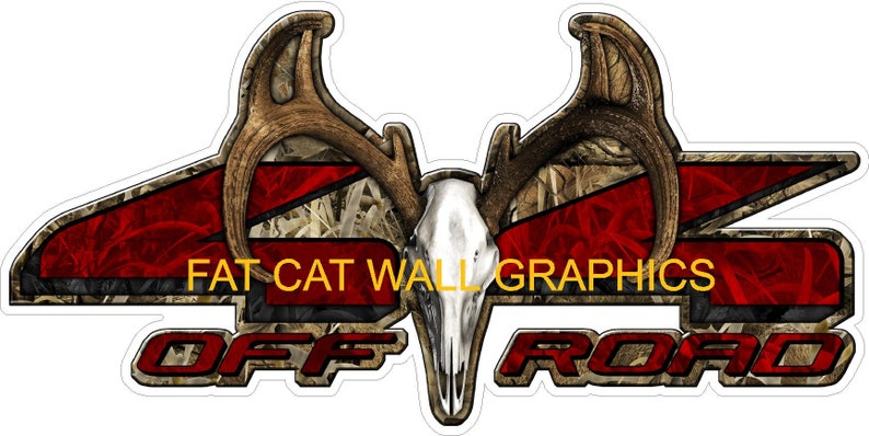 4x4 Buck Skull Grassland Logo WALL DECAL Movable Stickers | Etsy