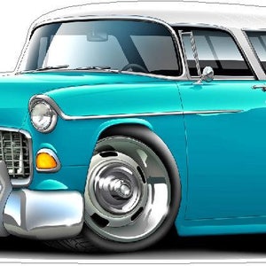 1955 Chevy Belair Cartoon Car Wall Decal: Vintage Garage Decor - Etsy