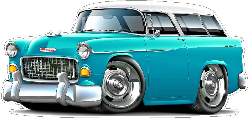 1955 Chevy Belair Cartoon Car Wall Decal: Vintage Garage Decor - Etsy