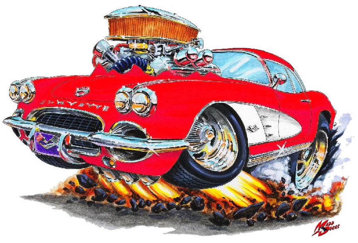 Classic Car Wall Decals 1961 Corvette 2 Father's Day | Etsy