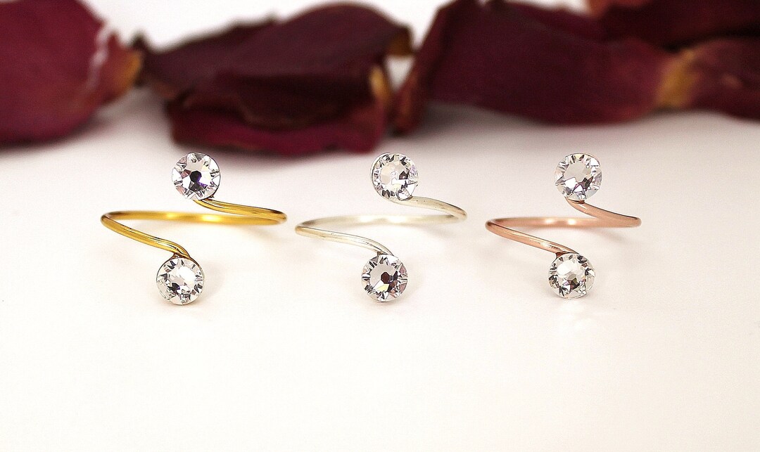 ADJUSTABLE TOE RINGS Crystal Toe Rings Foot Jewellery Made With Clear ...