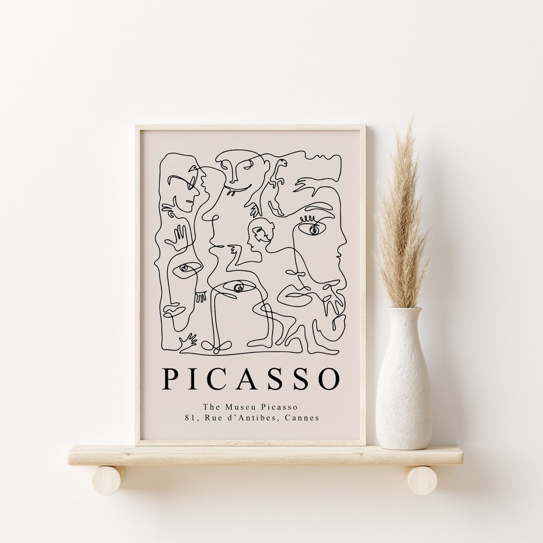 Picasso Print Neutral Wall Art Prints, Abstract Line Art, Mid Century ...