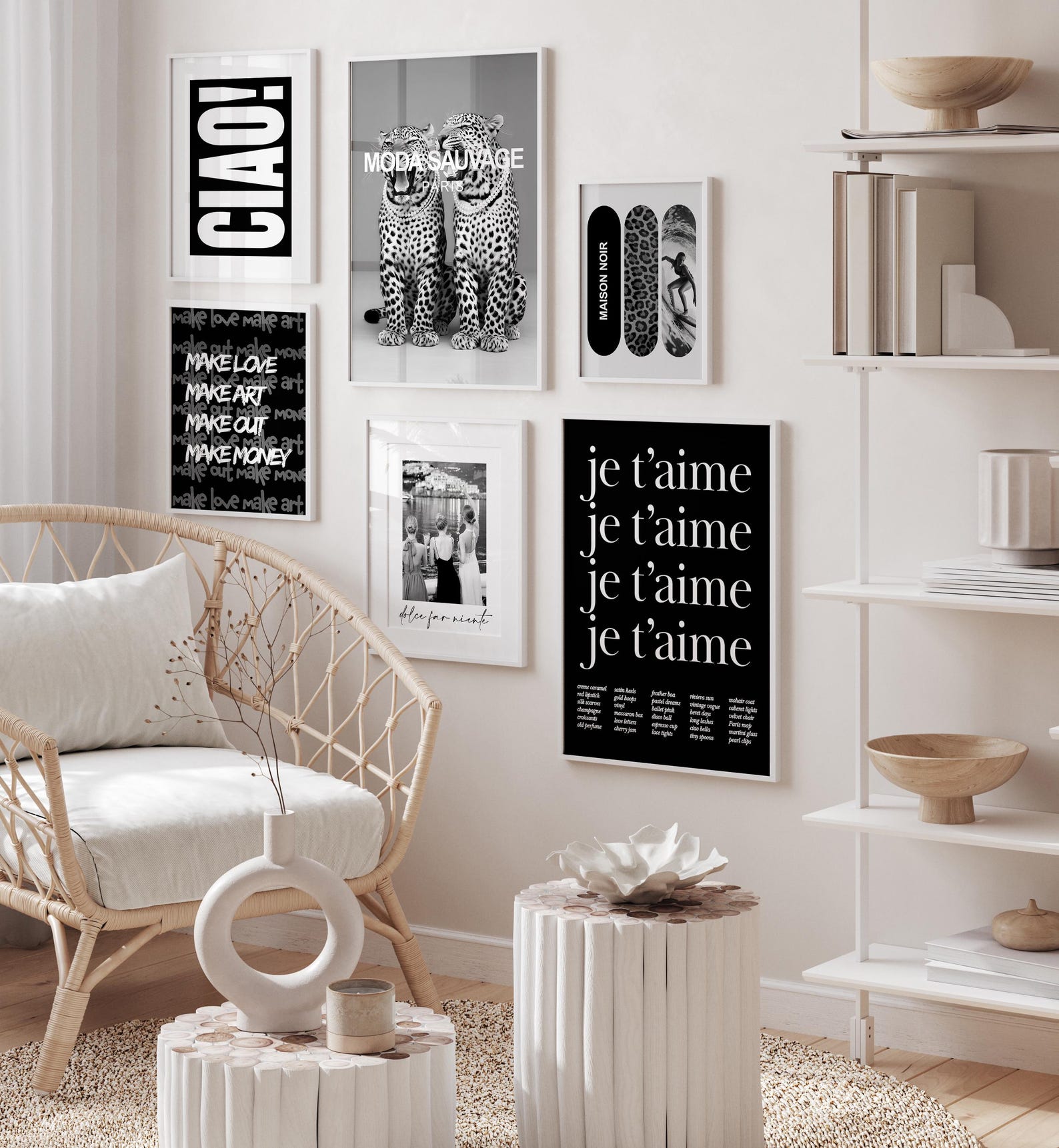 Y2K Fashion Art Prints: Black and White Gallery Wall Set (digital ...